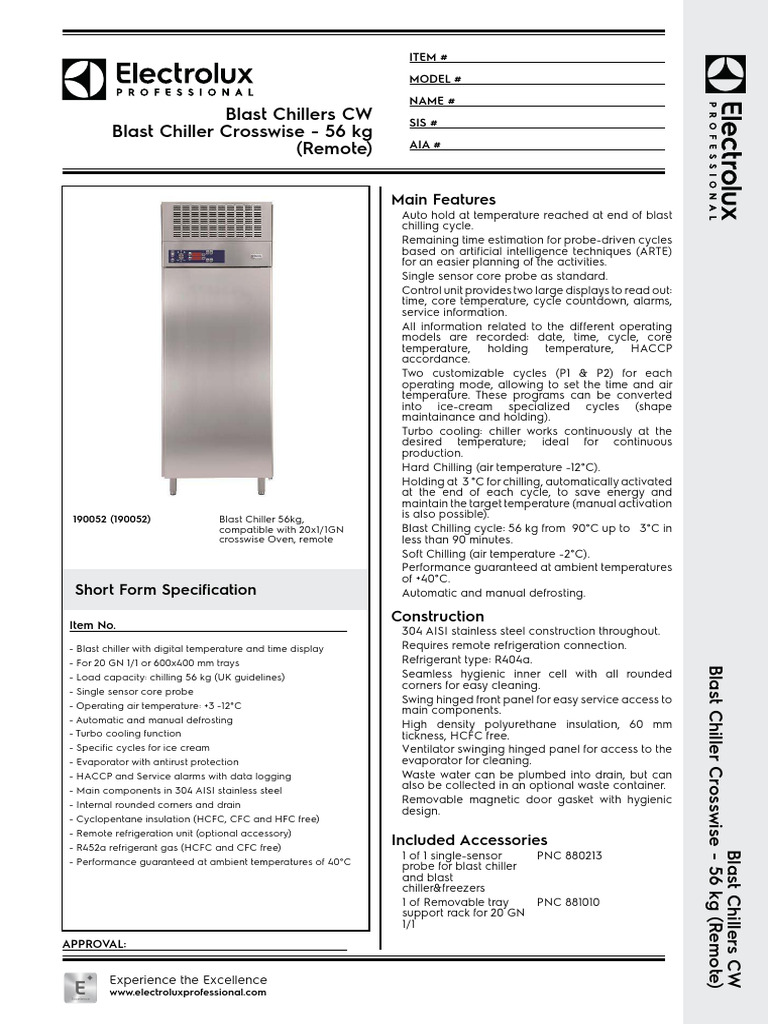 56 kg Remote Blast Chiller CW | PDF | Engineering Thermodynamics | Heat ...