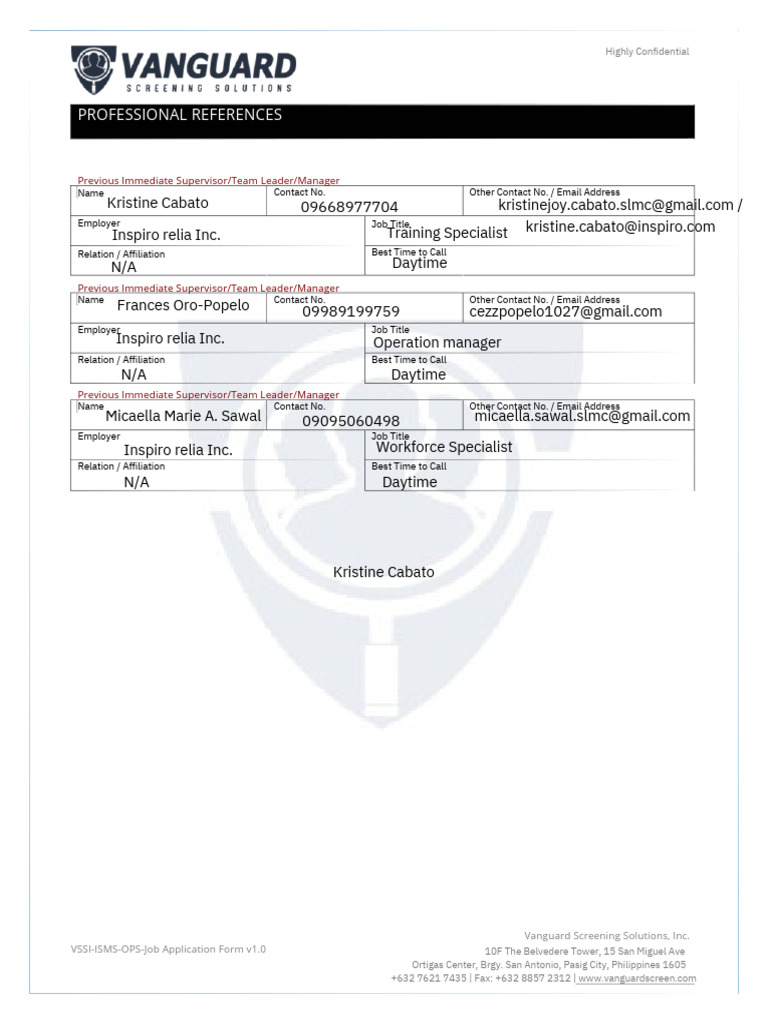 VSSI Background Screening Form-3 PDF | PDF