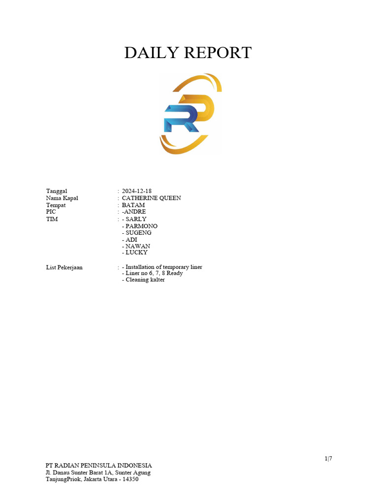 Daily Report GOH ME PORT CQ 18-12-24 | PDF