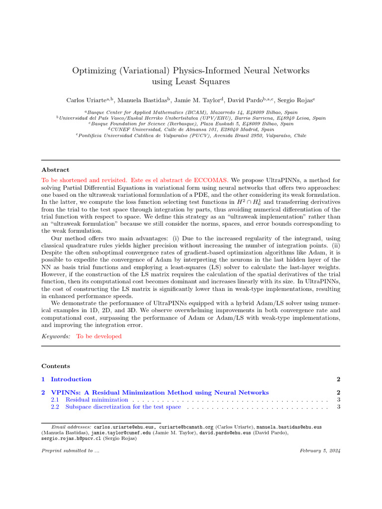 Optimizing (Variational) Physics-Informed Neural Networks using Least Squares | PDF | Vector ...