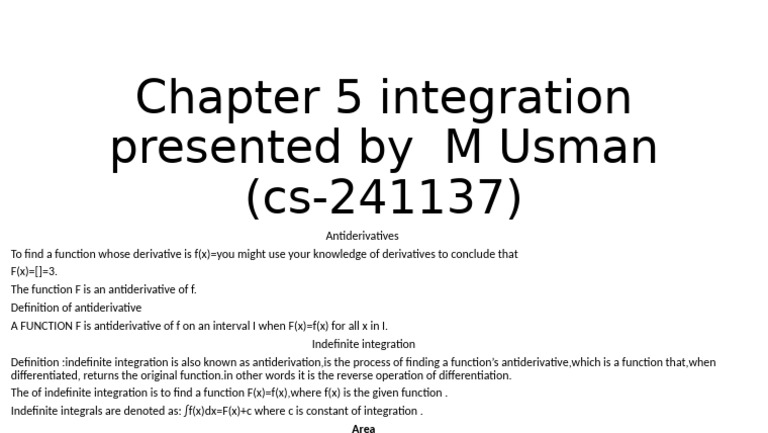 Chapter 5 Integration | PDF