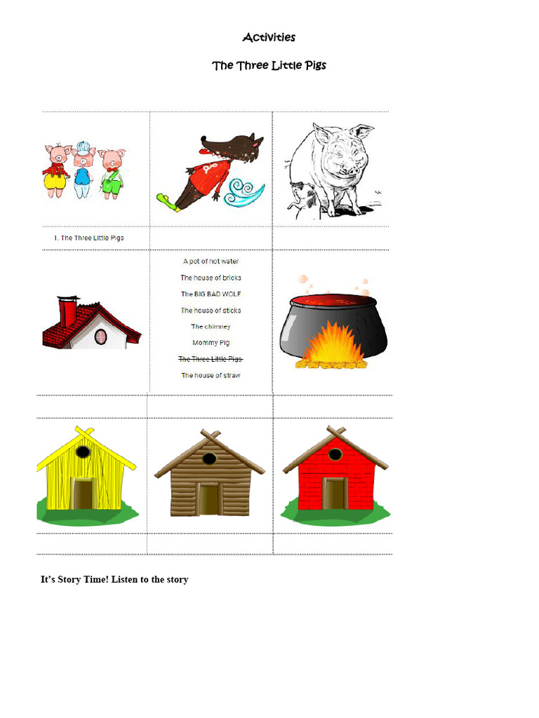 Activities - Short Stories The Three Little Pigs and The Gingerbread ...