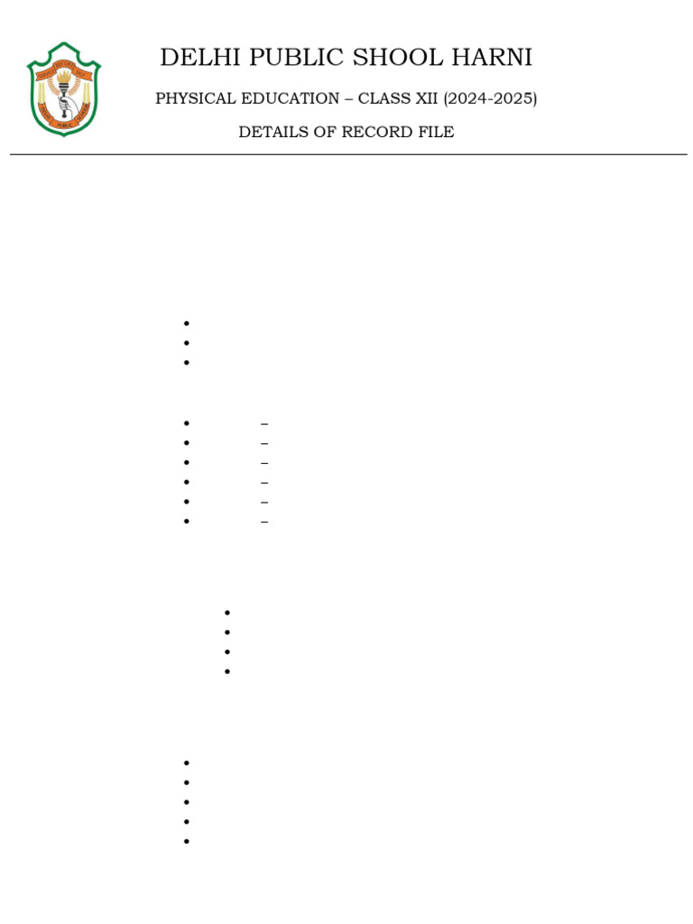 Class XII Physical Education Record File | PDF | Hyperalimentation ...