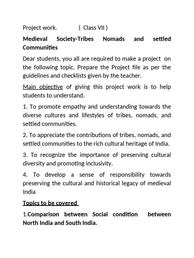 Project Work Class VII | PDF