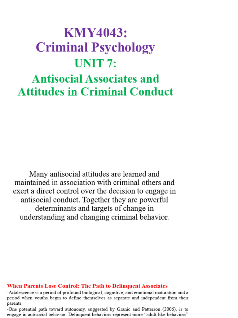 Antisocial Behavior and Criminal Psychology | PDF | Attitude ...