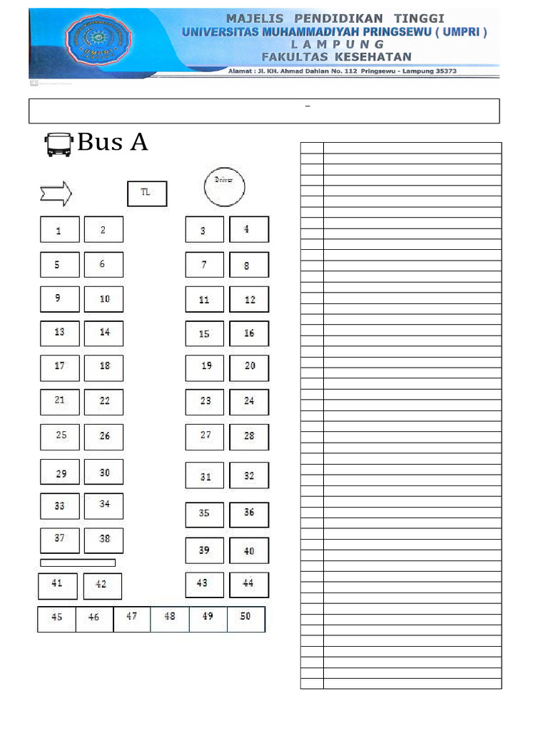 Revisi - Daftar Nama Kursi Bus - Kepulangan | PDF
