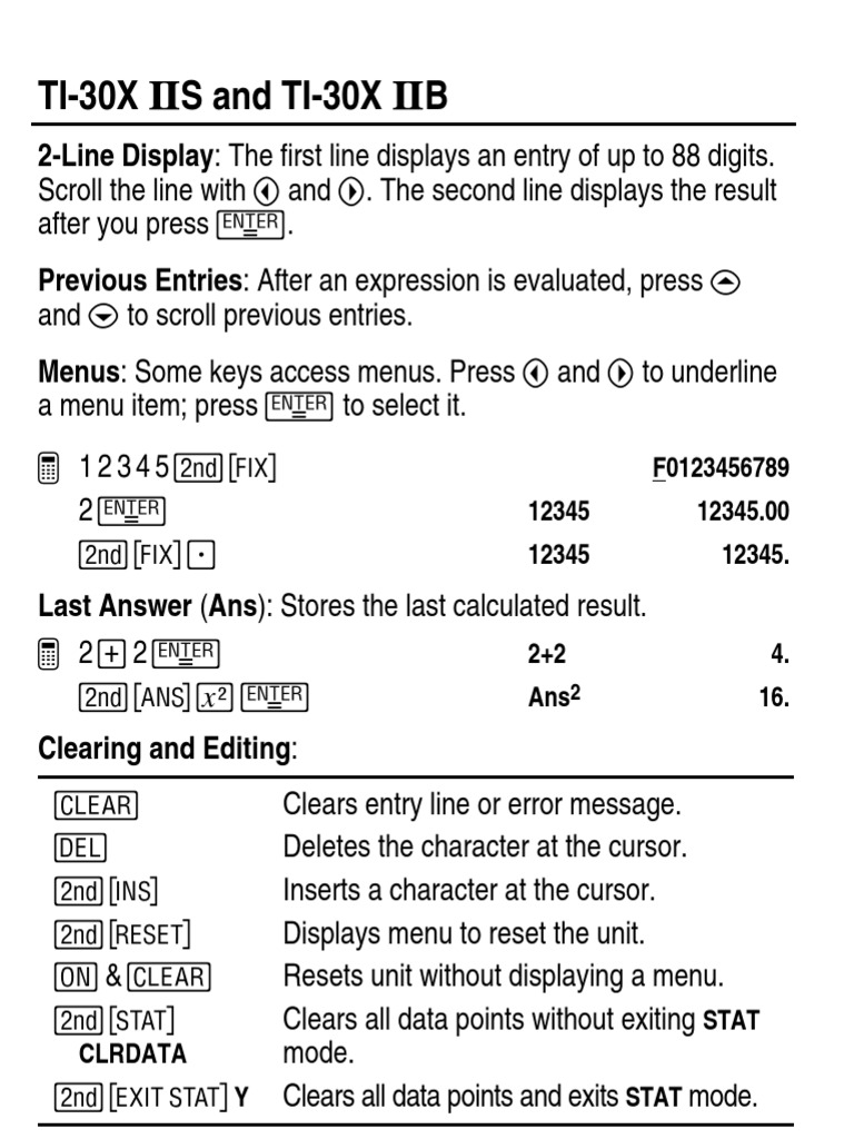 TI-30X IIS Calculator Manual | PDF
