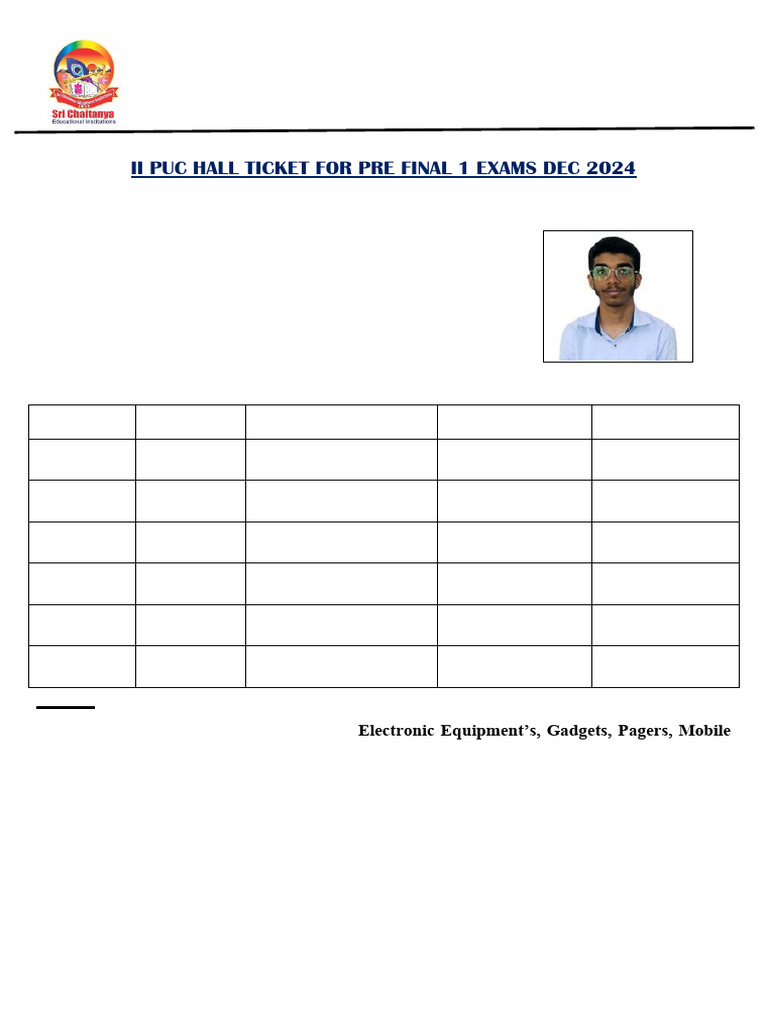SR Pre Final 01 - Puc - Hallticket | PDF