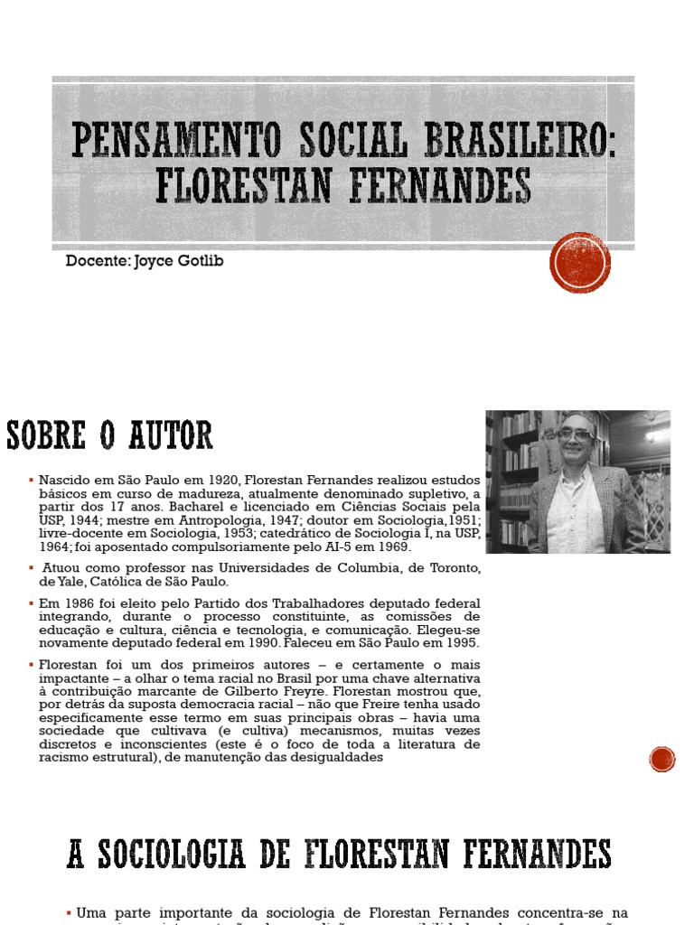 Florestan Fernandes e a Democracia Racial | PDF | Sociologia | Imigração