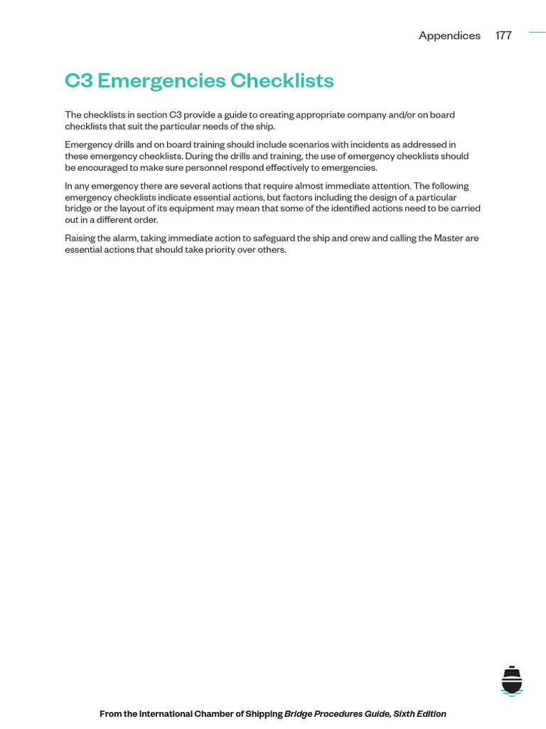 Emergency Checklists for Ship Safety | PDF | Ships | Emergency