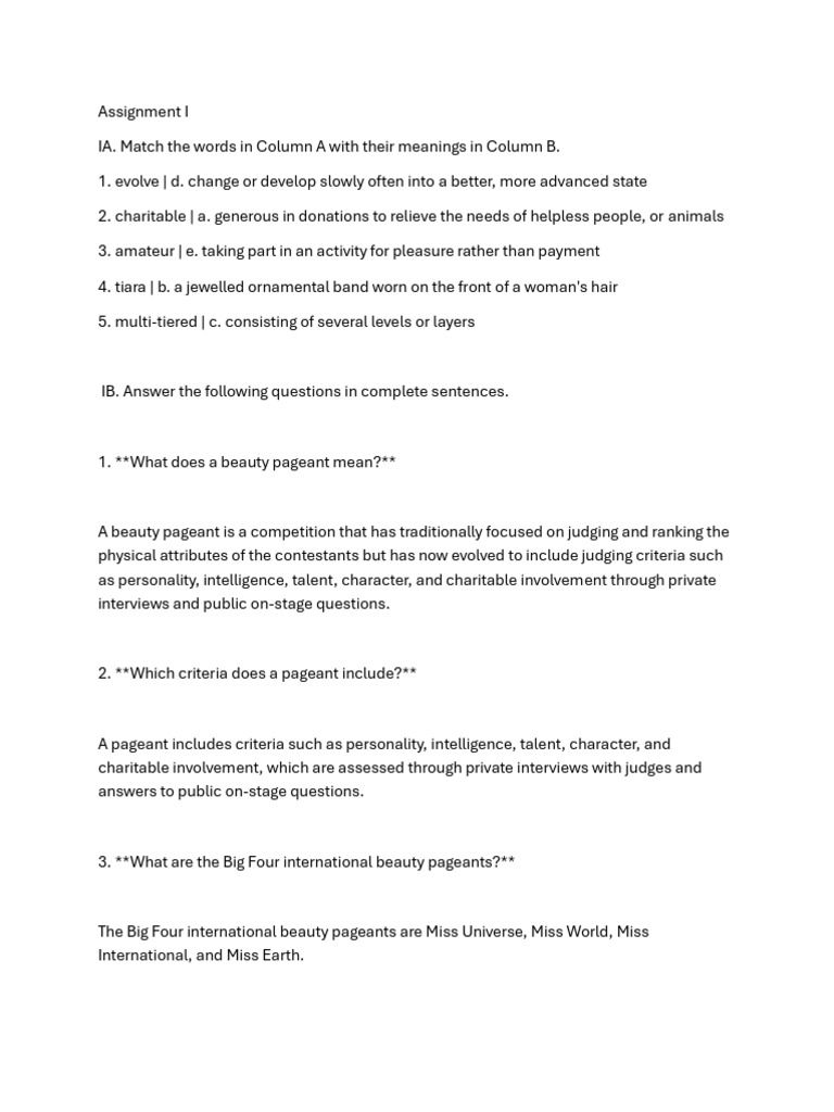 2nd Year Sem I Assignment Key | PDF | Social Psychology