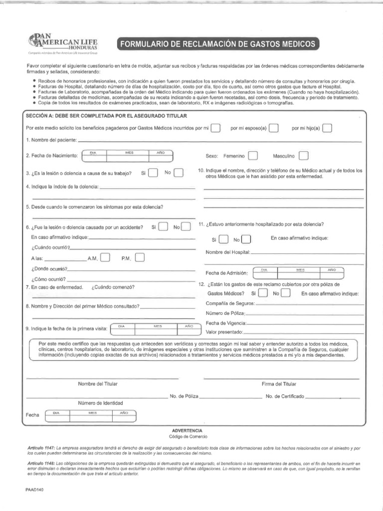 FORMULARIO GASTOS MEDICOS (2) | PDF