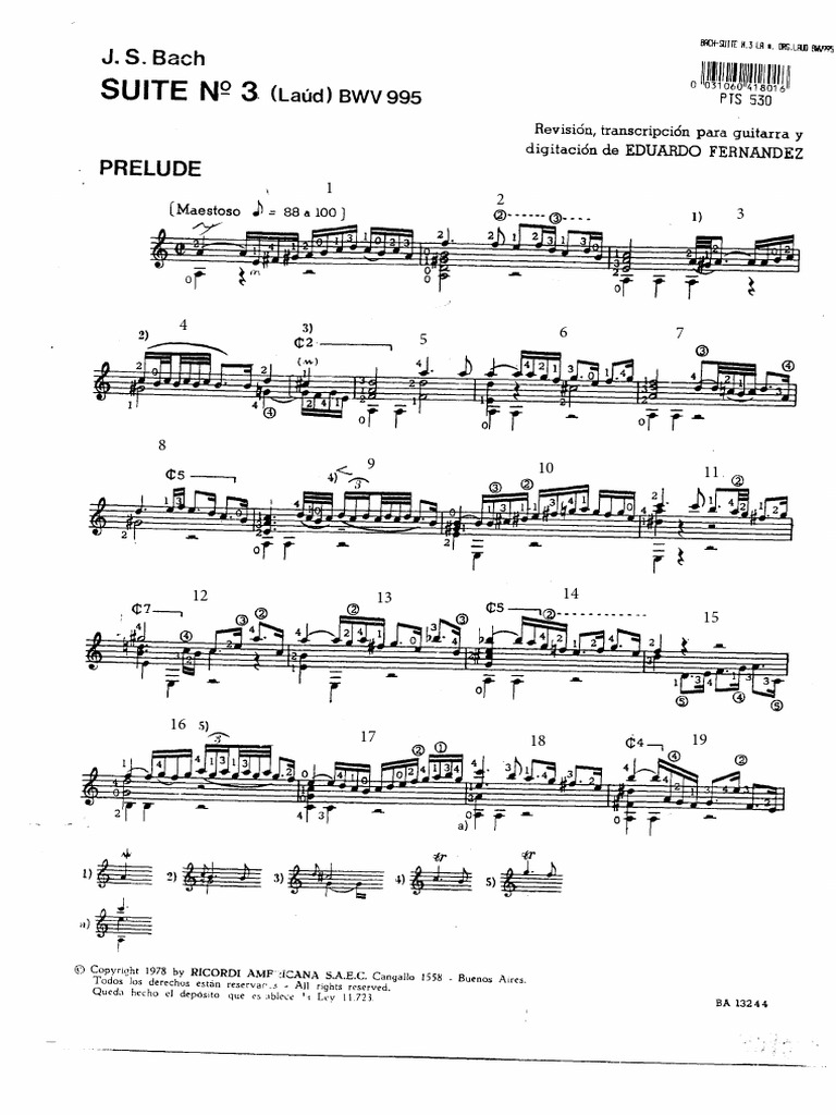 Transcripción de la Suite No. 3 de Bach | PDF
