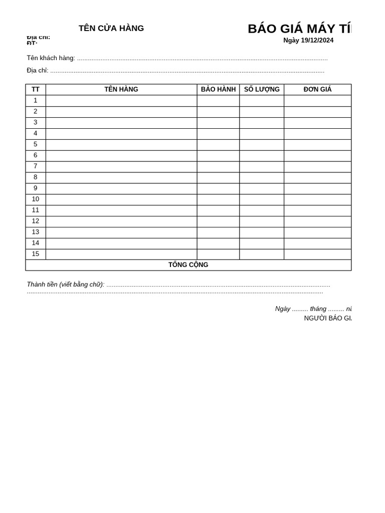 Hoa Don Ban Hang | PDF