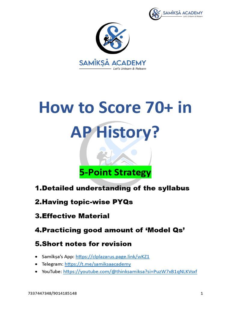 How To Score 70+ in AP History | PDF