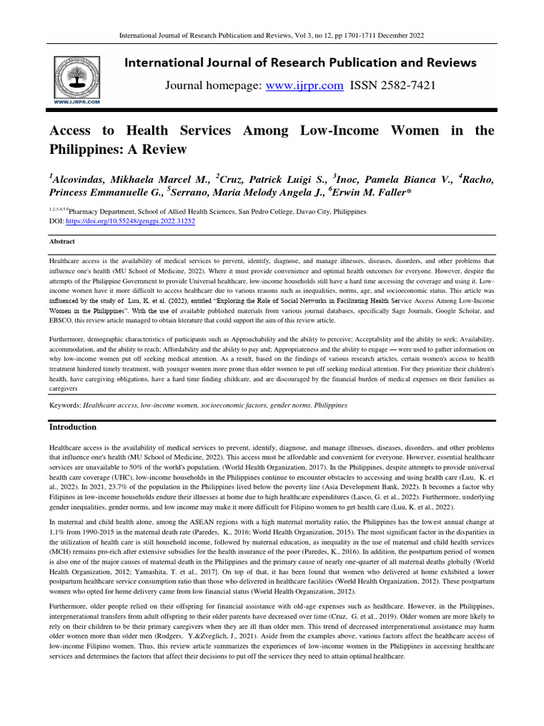 Access To Health Services Among Low Inco | PDF | Poverty | Poverty ...