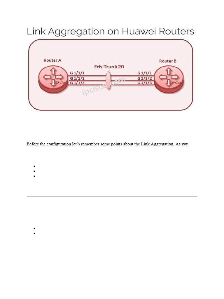 Link Aggregation On Huawei Routers | PDF | Internet Standards | Network ...