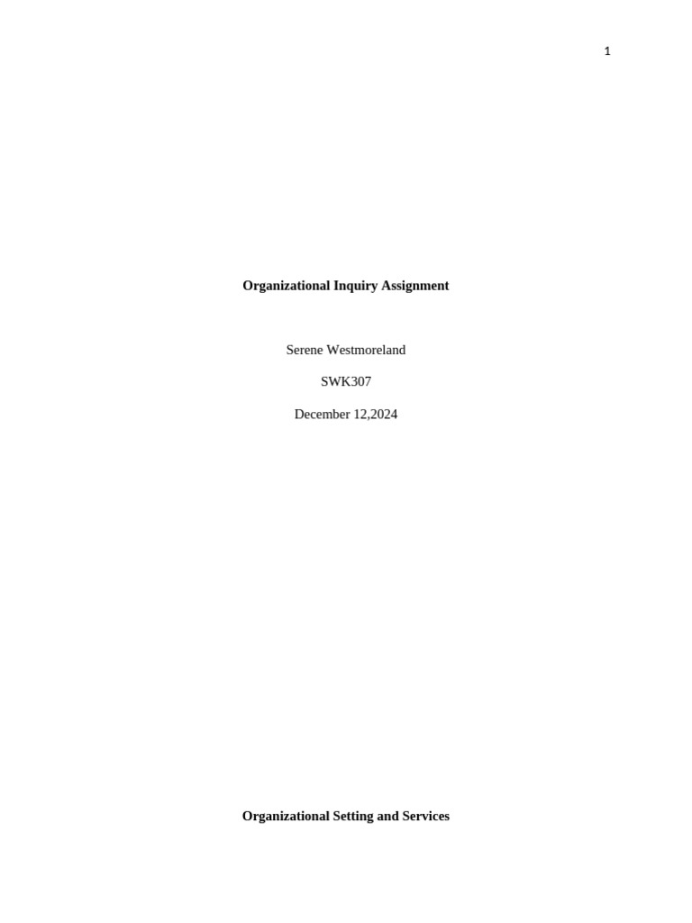 Organizational Inquiry Assignment | PDF | Americans With Disabilities Act Of 1990 | Mental Health