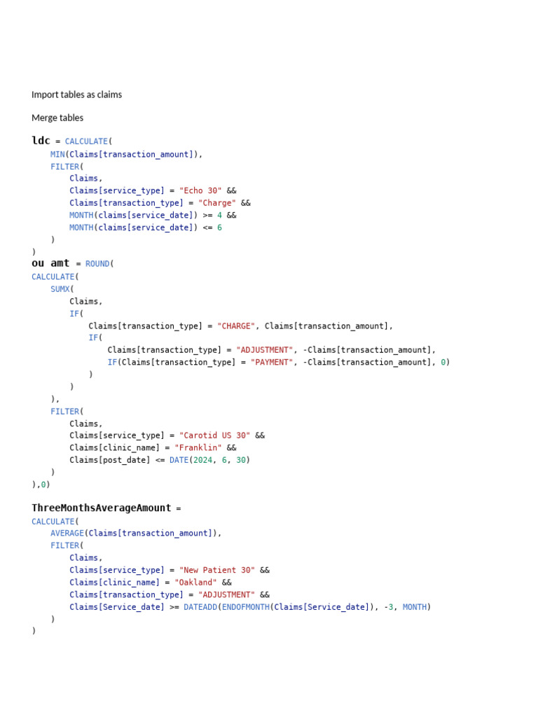 Claims Data Analysis and Calculations | PDF