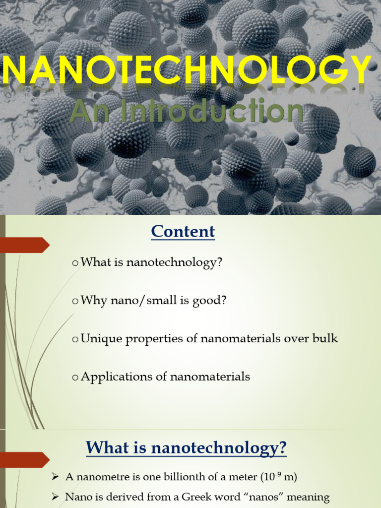 Introduction to nanotechnology | PDF | Nanotechnology | Nanomaterials