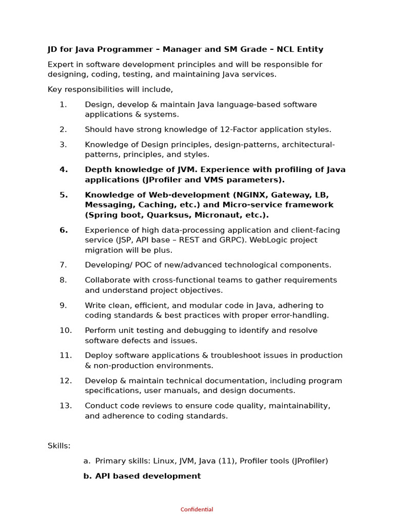 JD for Java_NCL | PDF