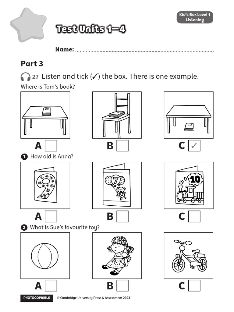 Kid's Box Level 1 Listening Test | PDF