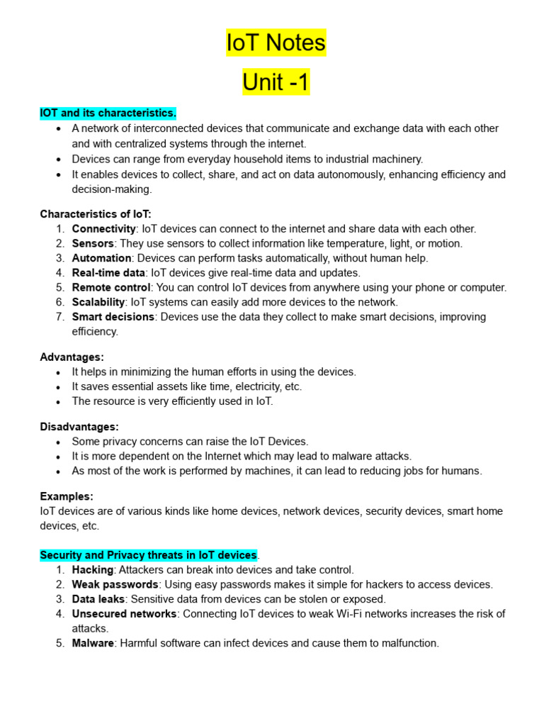 IoT Notes (4) | PDF | Actuator | Internet Of Things