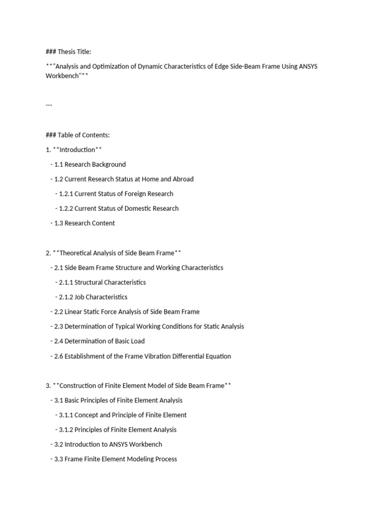 Thesis Outline | PDF | Finite Element Method | Mathematical Analysis
