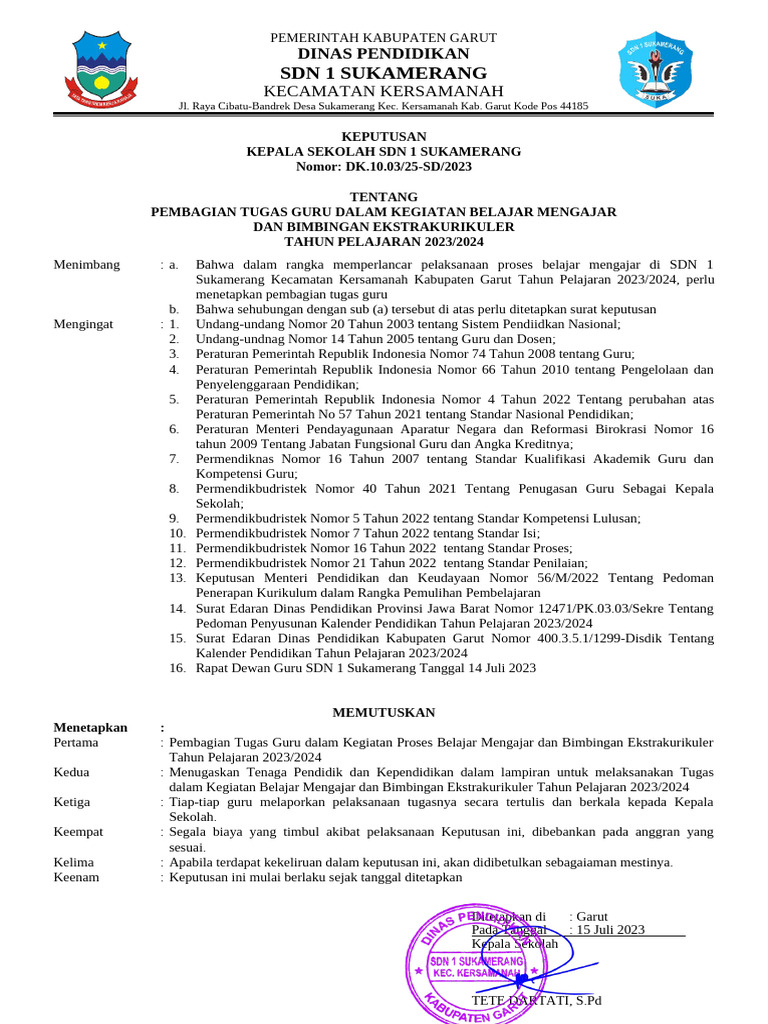 SKBM 2023-2024 SDN 1 Sukamerang | PDF