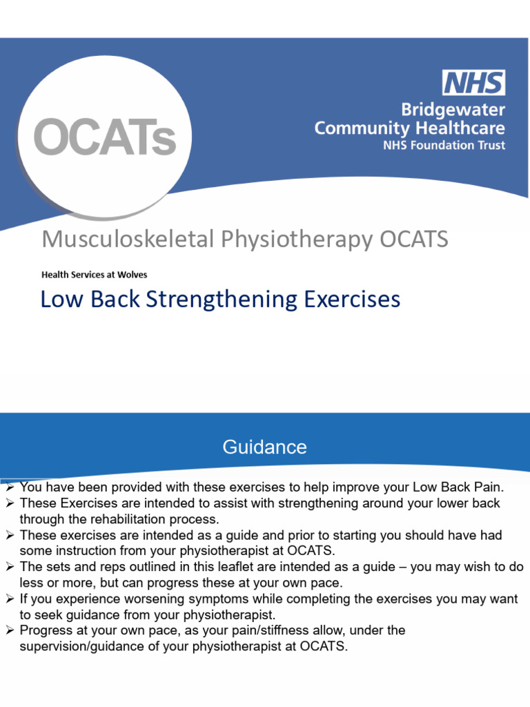 Low Back Strengthening Exercises Guide | PDF | Kettlebell ...