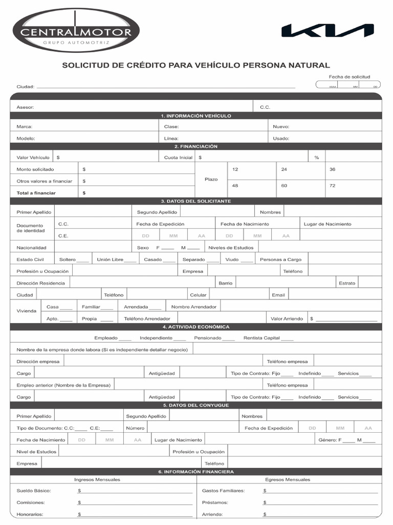 Formulario Kia | PDF