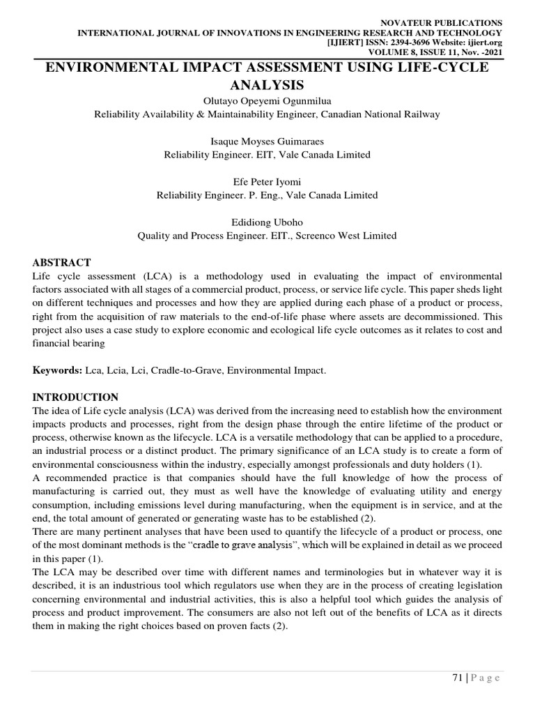 Environmental Impact Assessment Using Li | PDF | Life Cycle Assessment ...