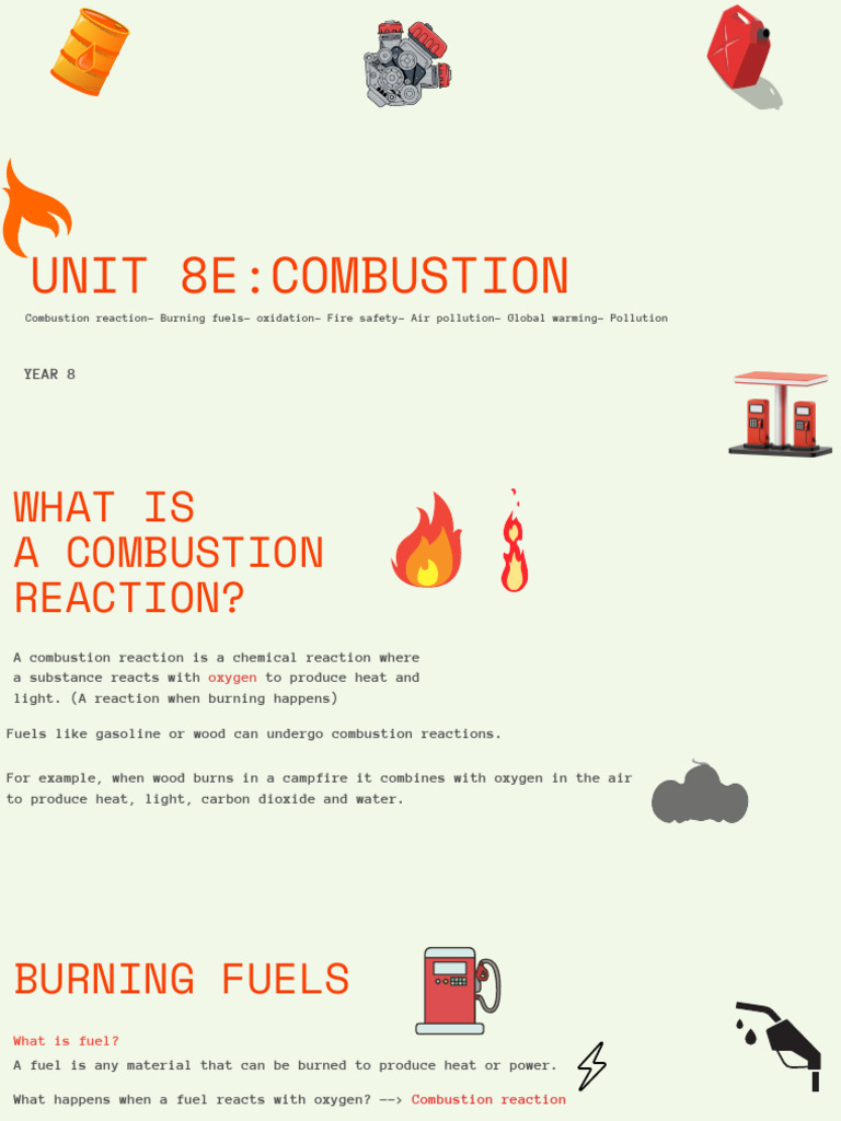 Combustion Year 8 Summary | PDF | Combustion | Fuels