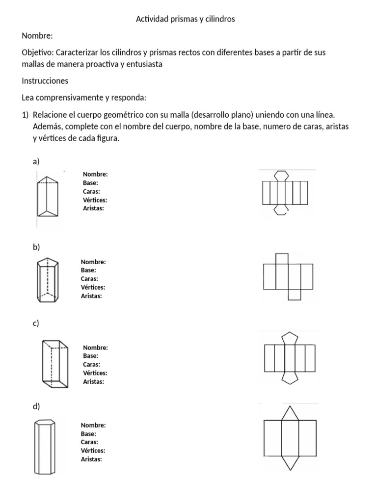 Actividad Prismas y Cilindros | PDF