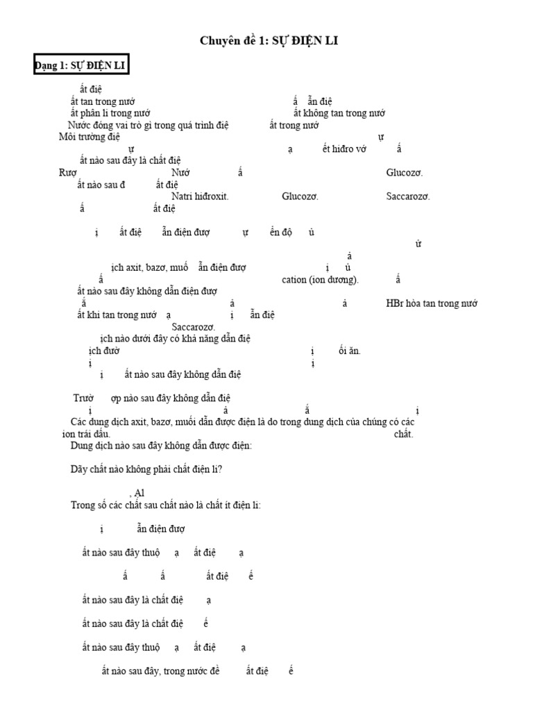 Chuyên đề 1. Dung dịch - điện li | PDF