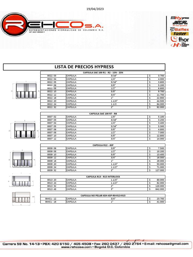 REHCO Lista de Precios Hypress 2023 | PDF