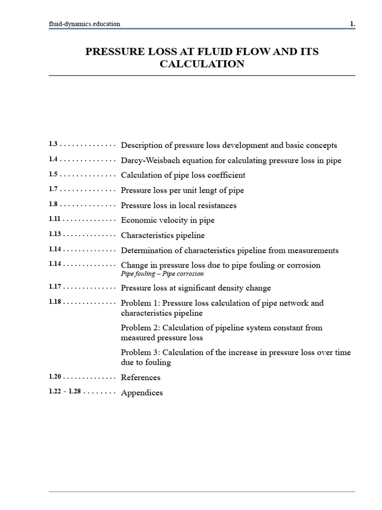 Pressure Loss at Fluid Flow and Its Calculation | PDF | Reynolds Number ...