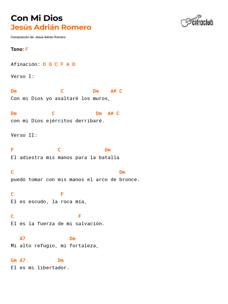 Cifra Club - Jesús Adrián Romero - Con Mi Dios | PDF