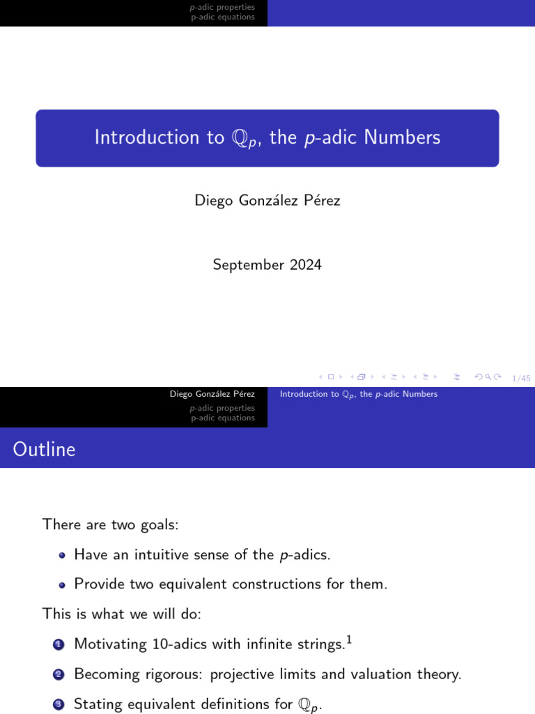 Introduction To P Adic Numbers | PDF | Mathematical Objects | Mathematical Structures