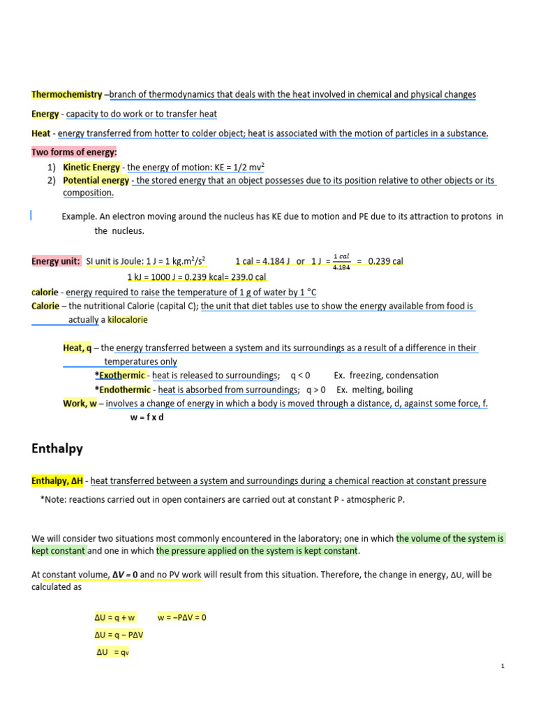 Thermochemistry for Chemistry Students | PDF | Calorie | Heat