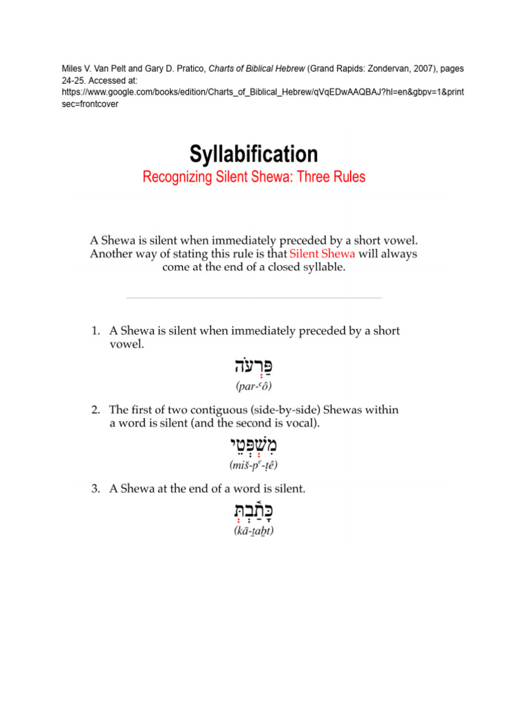 Shewa - Silent vs. Vocal | PDF