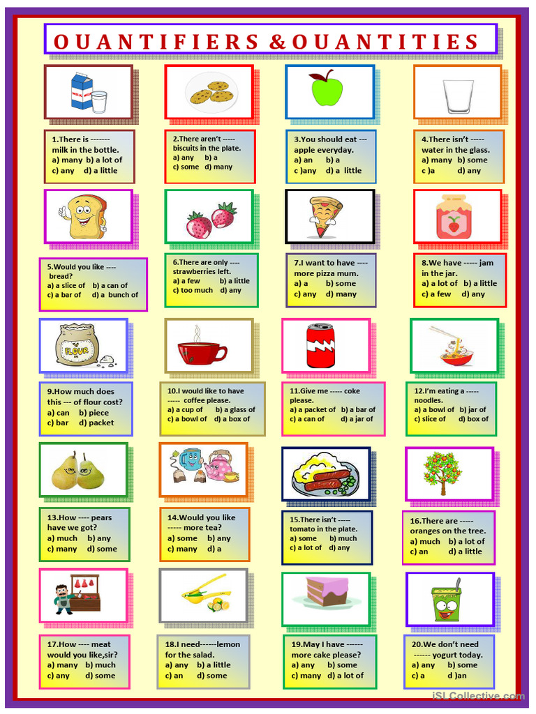 Quantifiers & Quantities | PDF | Food And Drink | European Cuisine
