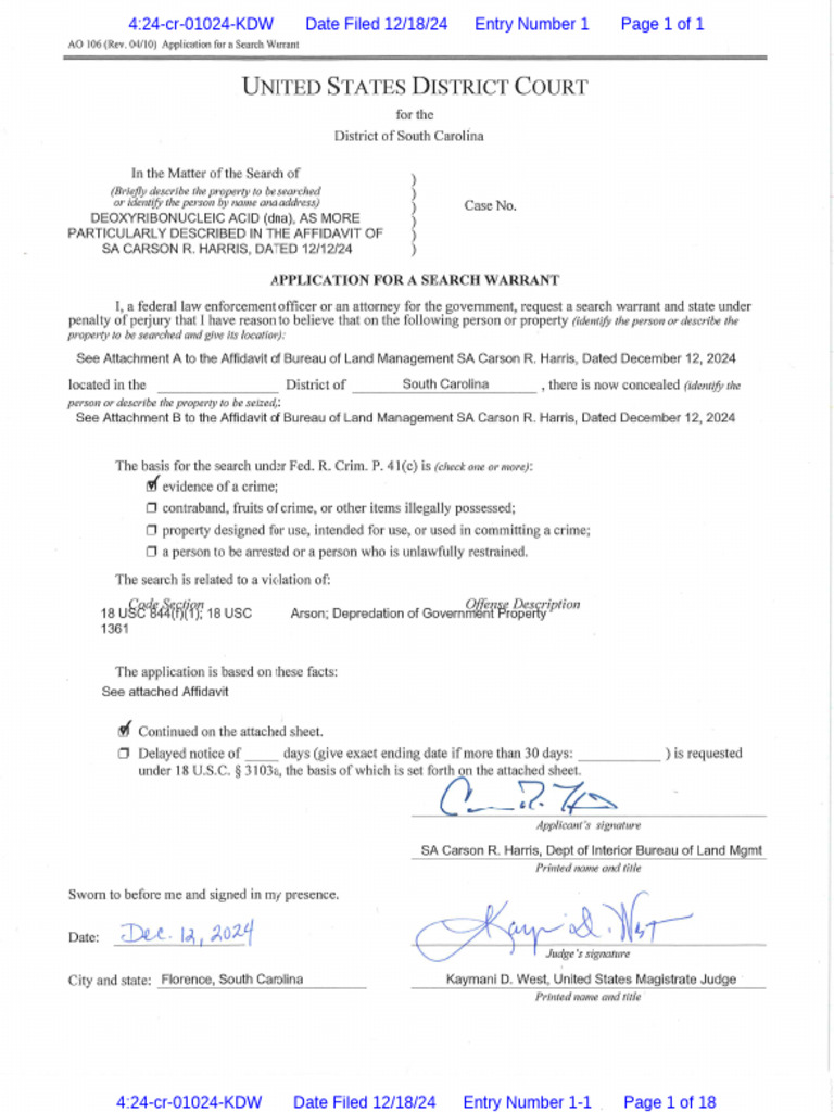 DNA Search Warrant Template | PDF