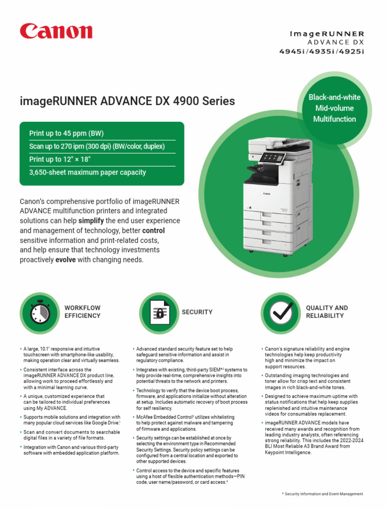 Canon imageRUNNER ADVANCE DX 4900 Series | PDF | Computer Security ...