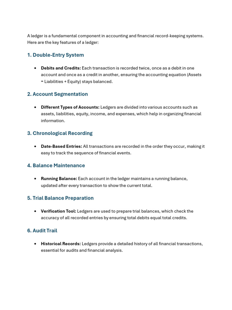 A Ledger Is A Fundamental Component in Accounting and Financ | PDF