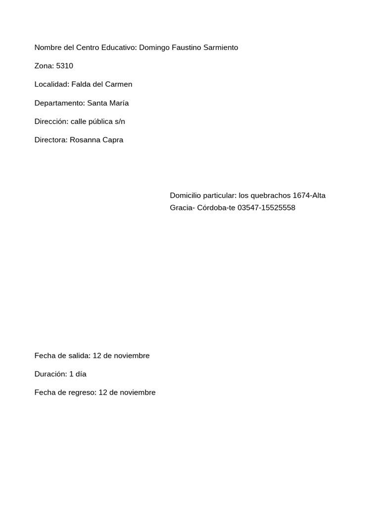 Salidas Educativas Numba Charava | PDF