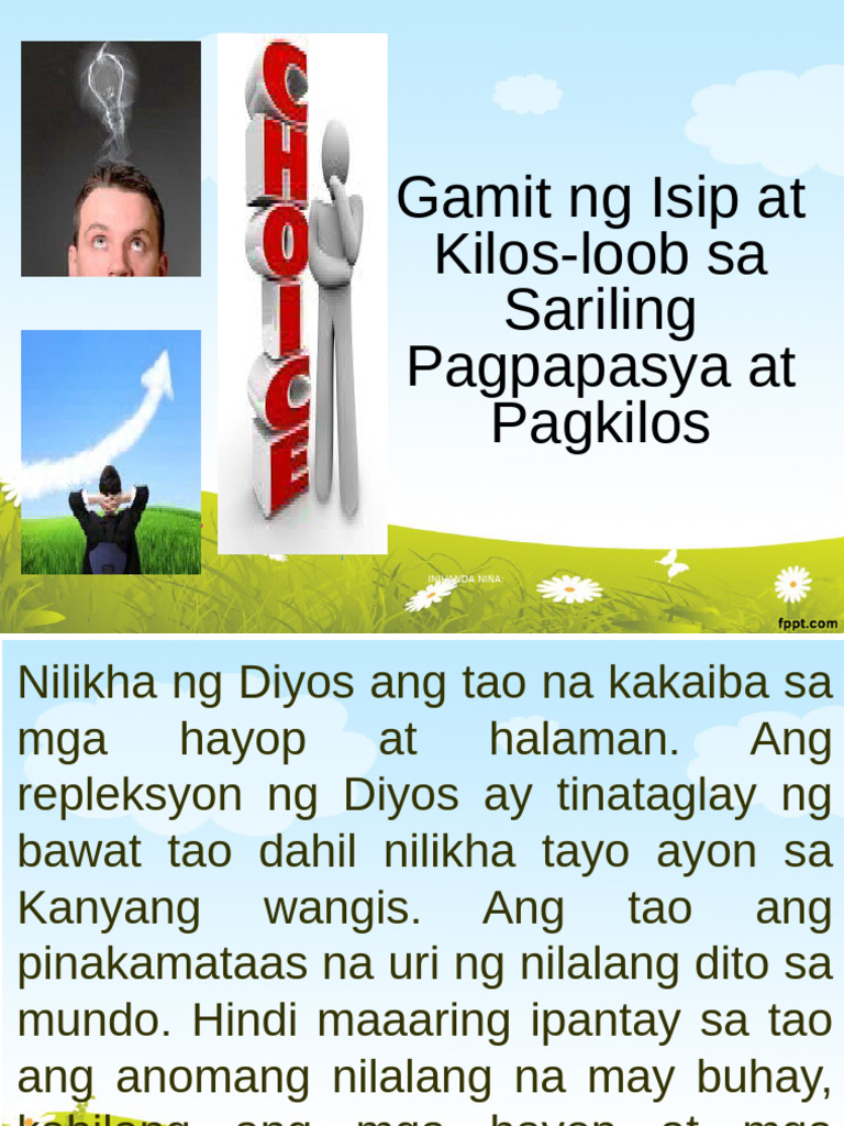 COPY LESSON Isip at Kilos Loob | PDF