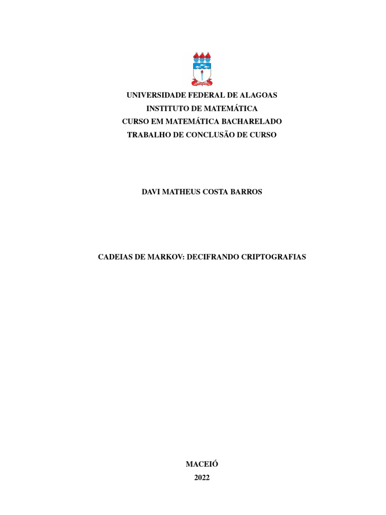 TCC-BACH-MATEMATICA-DAVI MATHEUS COSTA BARROS-Cadeias de Markov | PDF | Variável aleatória ...