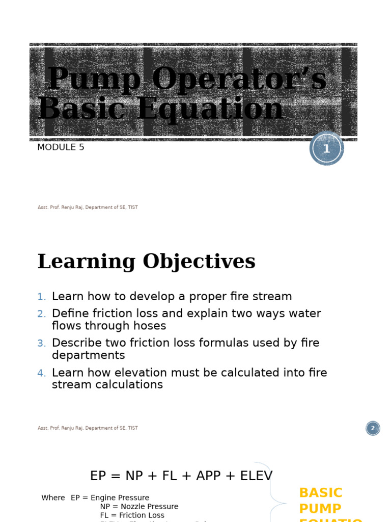 5.2 Pump Operators Equation | PDF | Water | Pressure