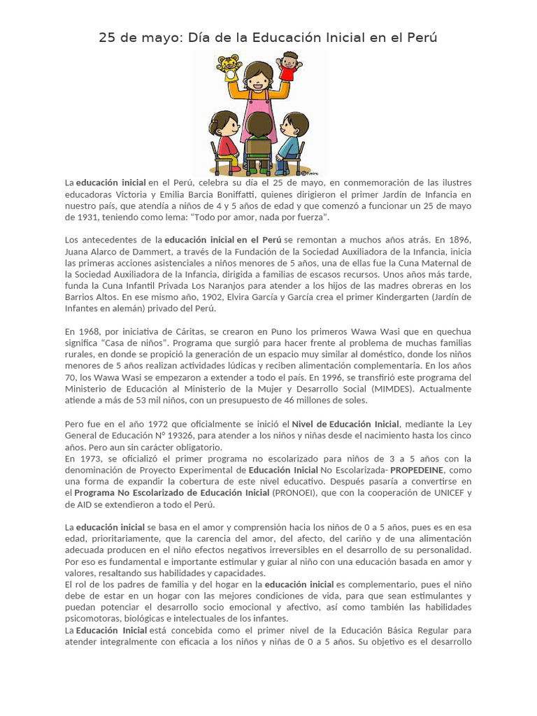 25 de Mayo - Día de La Educación Inicial | PDF | Educación de la primera infancia